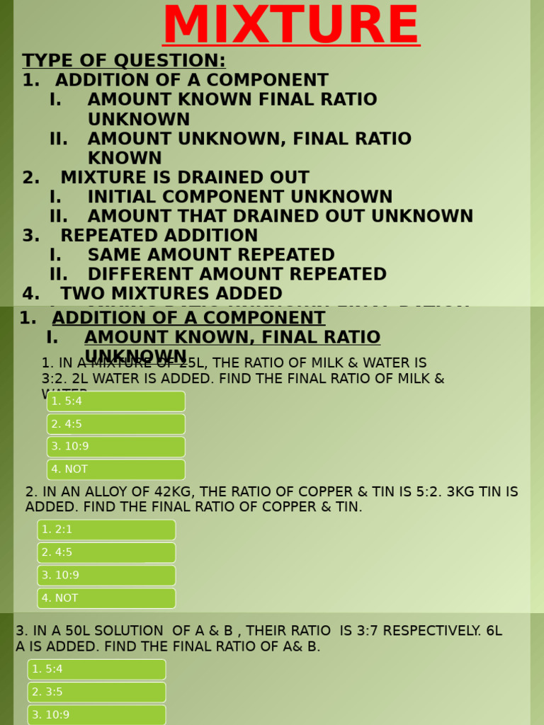 Mixture & Alligation | PDF