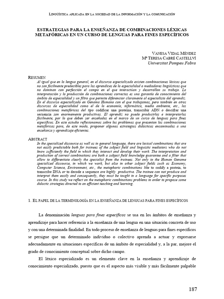 Estrategias Didácticas para Combinaciones Léxicas | PDF | Adn | Metáfora