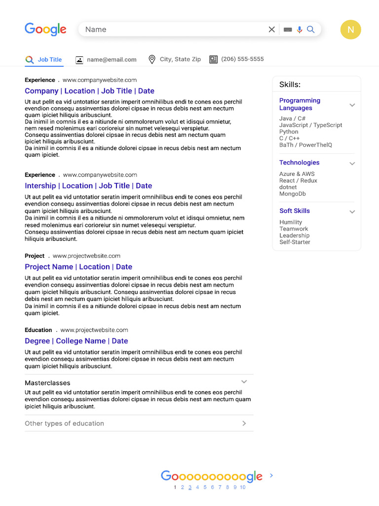Google Resume Template (Community) | PDF