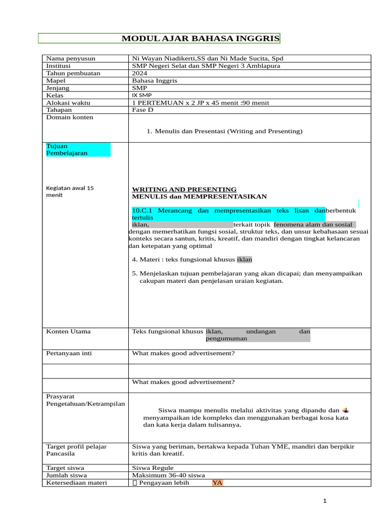 modul ajar english | PDF