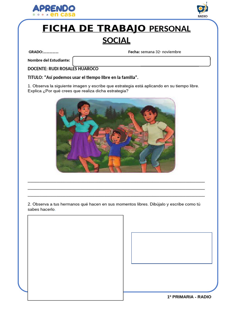 1°-FICHA DE TRABAJO DE PERSONAL SOCIAL | PDF 1°-FICHA DE TRABAJO DE PERSONAL SOCIAL | PDF