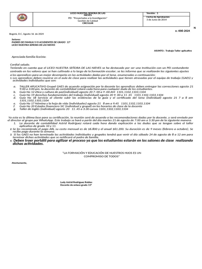 Circular Parámetros Parametros Finales 2024 | PDF