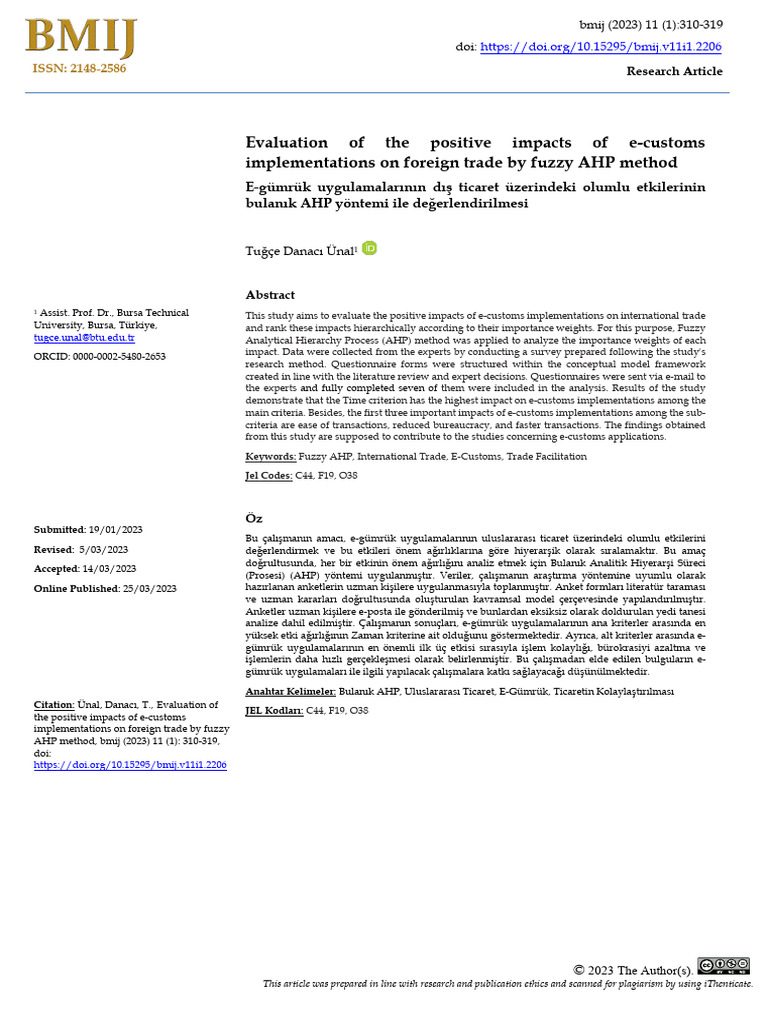 Evaluation of The Positive Impacts of E-Customs Im | PDF