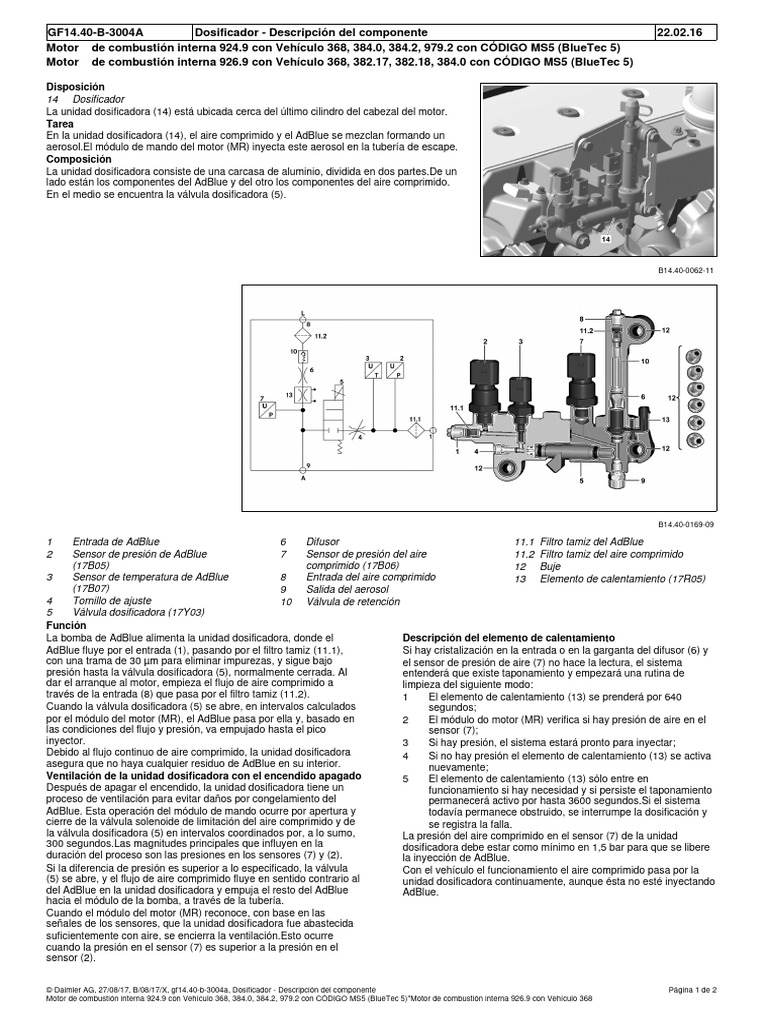 3-Dosificador - Descripción Del Componente | PDF | Motor de combustión interna | Filtración