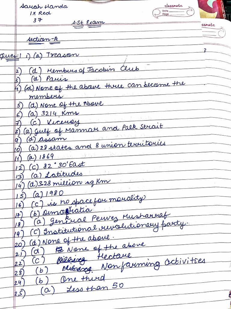 37, Sarah Handa SST Exam | PDF