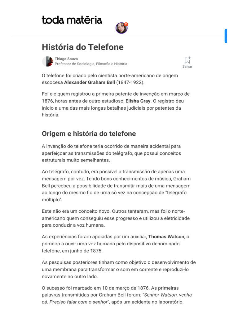 História Do Telefone e Sua Evolução | PDF