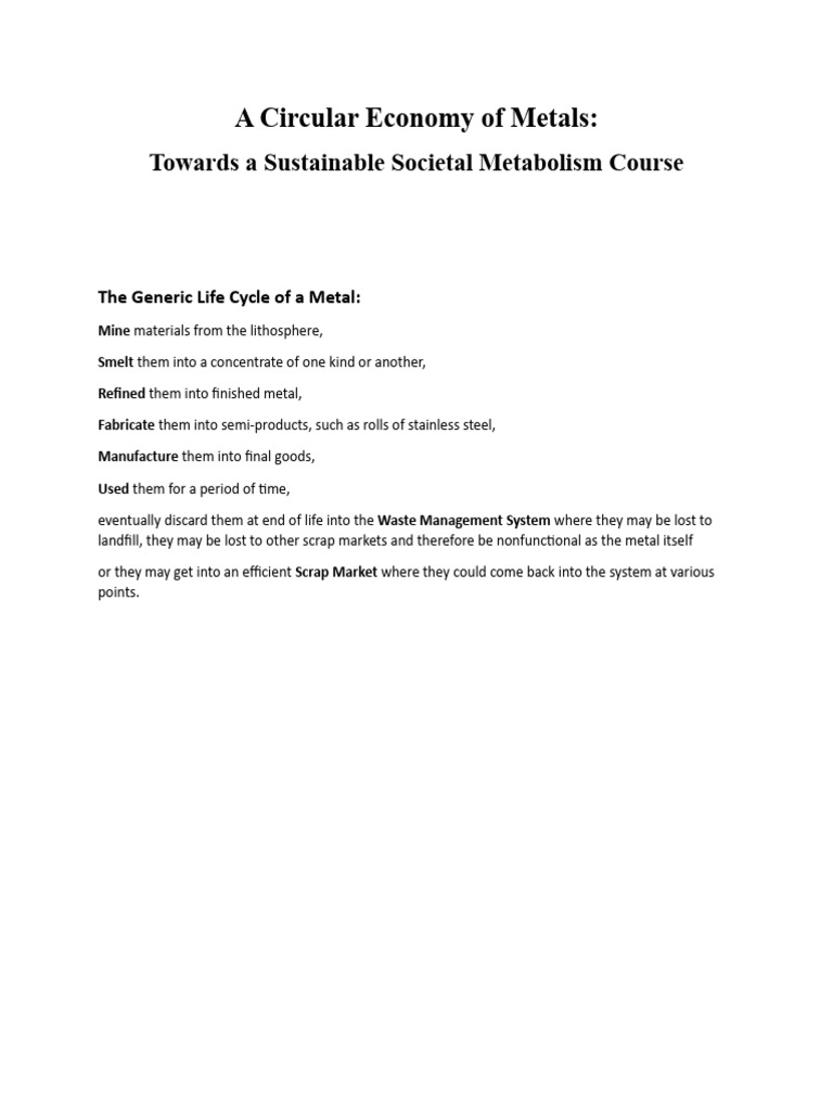 A Circular Economy of Metals | PDF