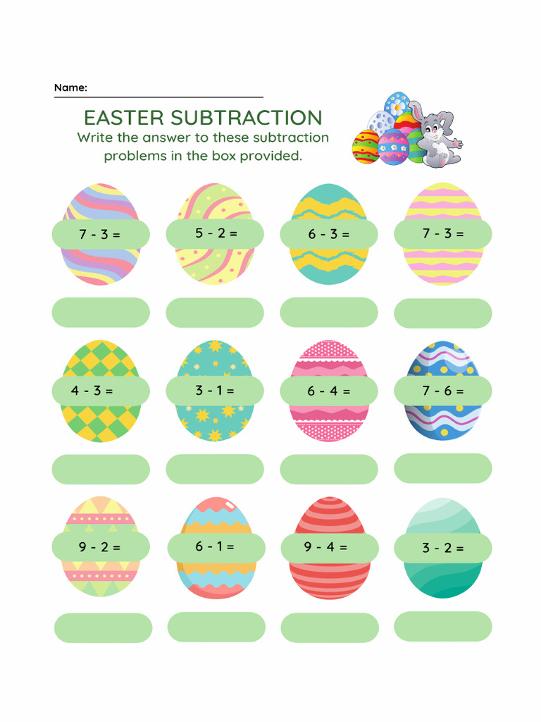 Easter Subtraction Worksheet | PDF