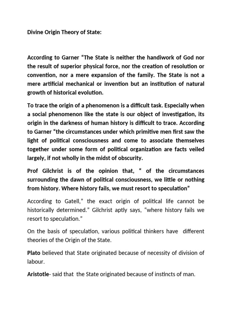 Divine Origin Theory of The State | PDF