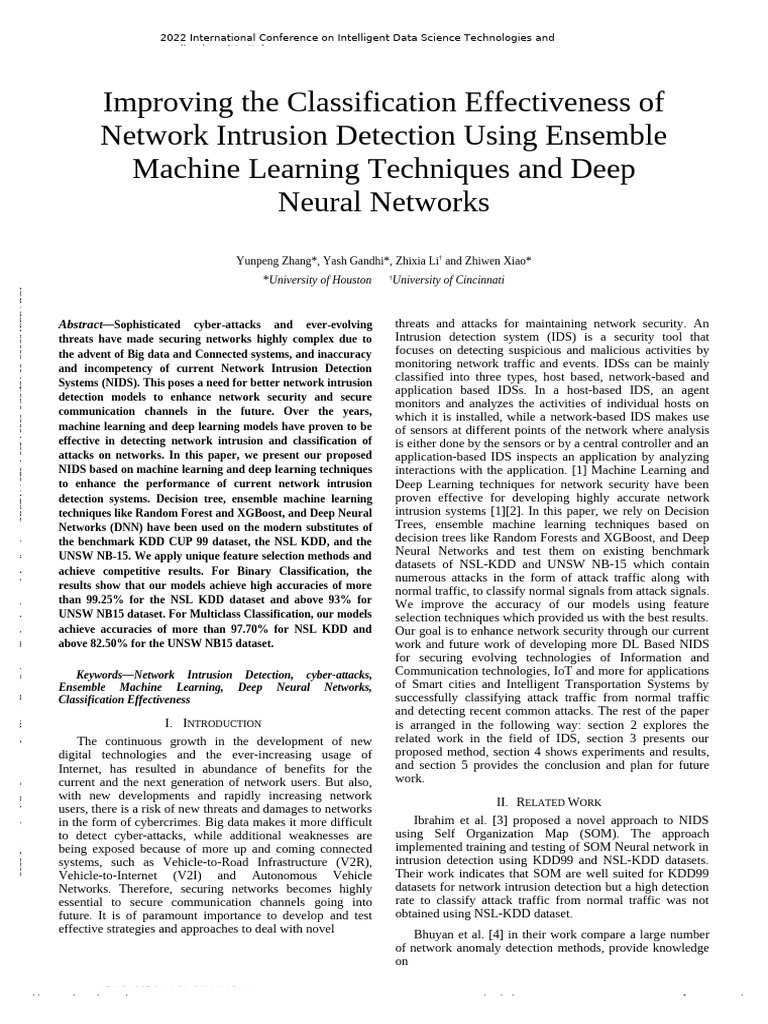 Improving The Classification Effectiveness of Network Intrusion Detection Using Ensemble Machine ...