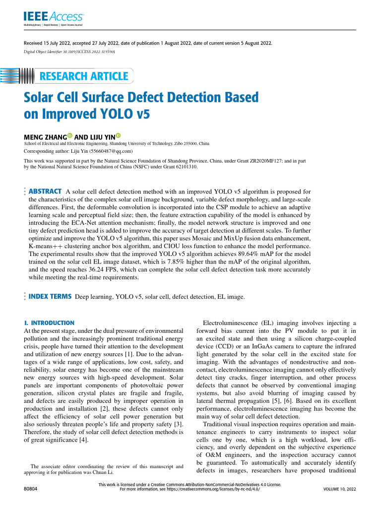 Solar Cell Surface Defect Detection Based On Impro Pdf