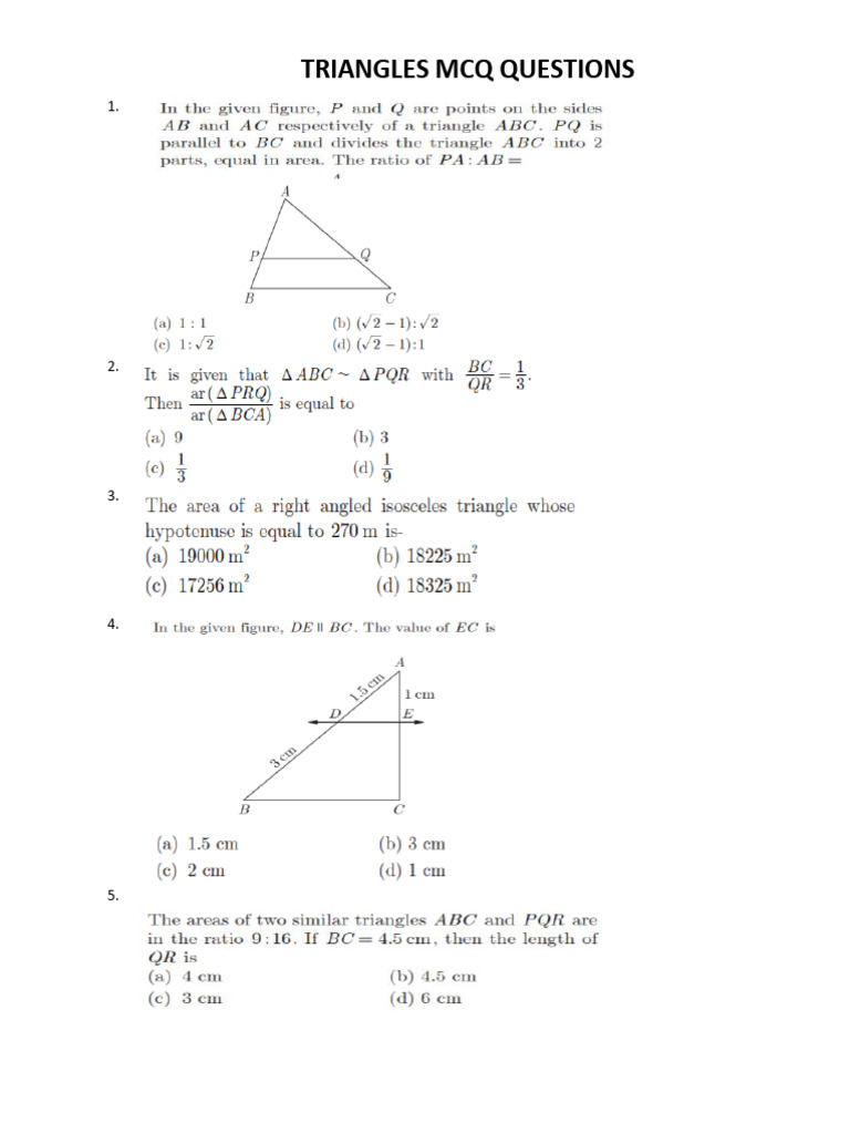 Triangles MCQ Questions | PDF