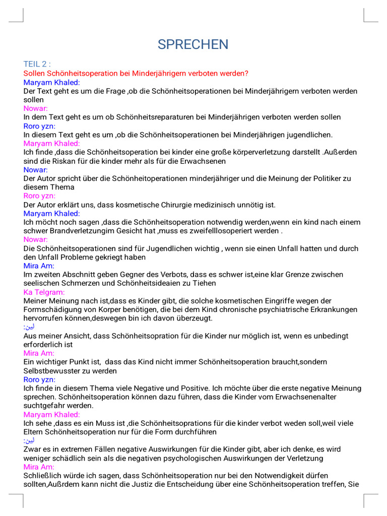 Sprechen Teil 2 | PDF