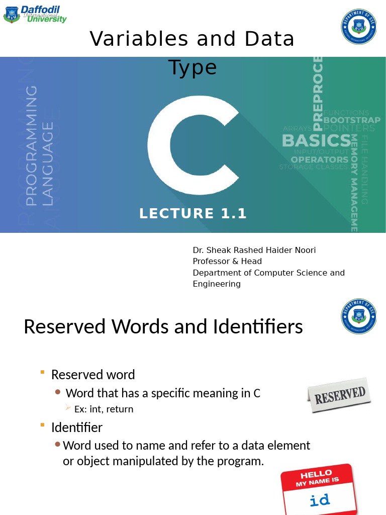 Lecture 1.1 Variables and Data Type | PDF