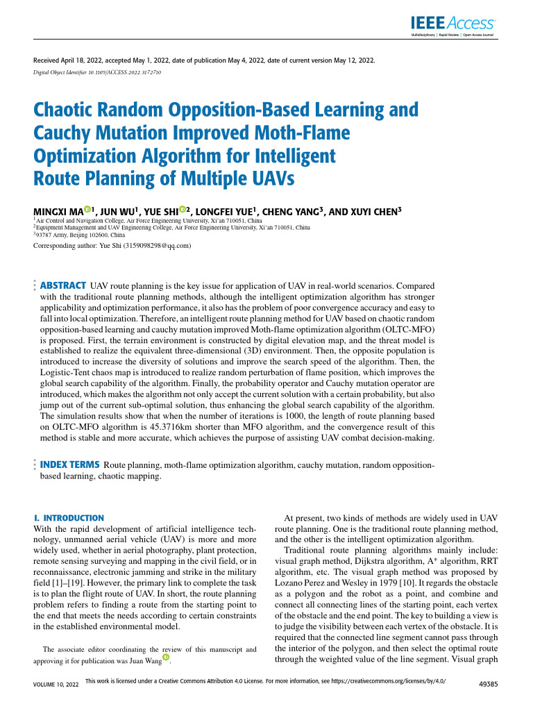 A2 Chaotic Random Opposition Based Learning And Cauchy Mutation Improved Moth