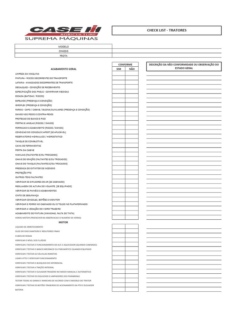 Check List - Tratores | PDF