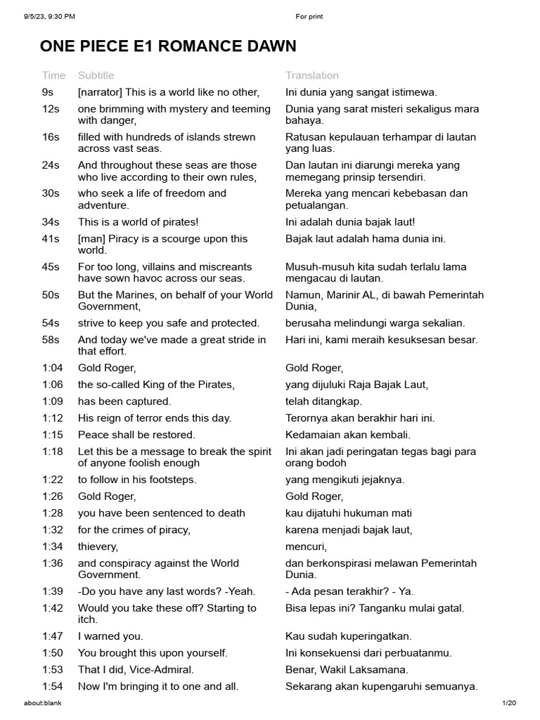 One Piece E1 Romance Dawn | PDF