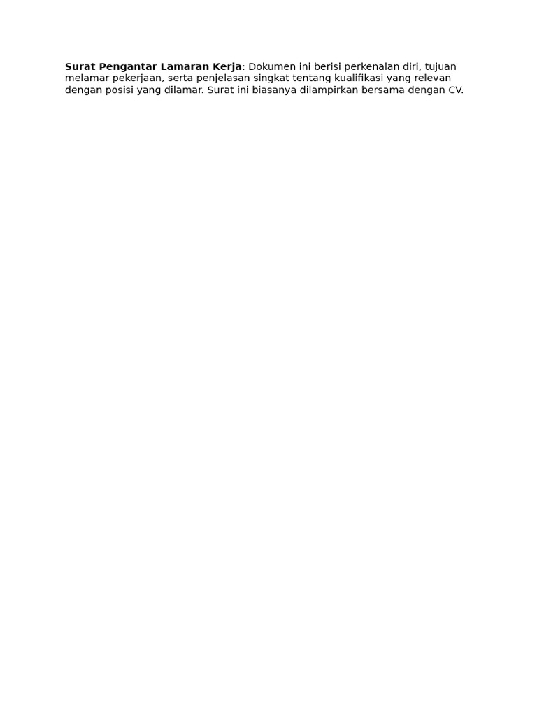 Surat Pengantar Lamaran Kerja | PDF