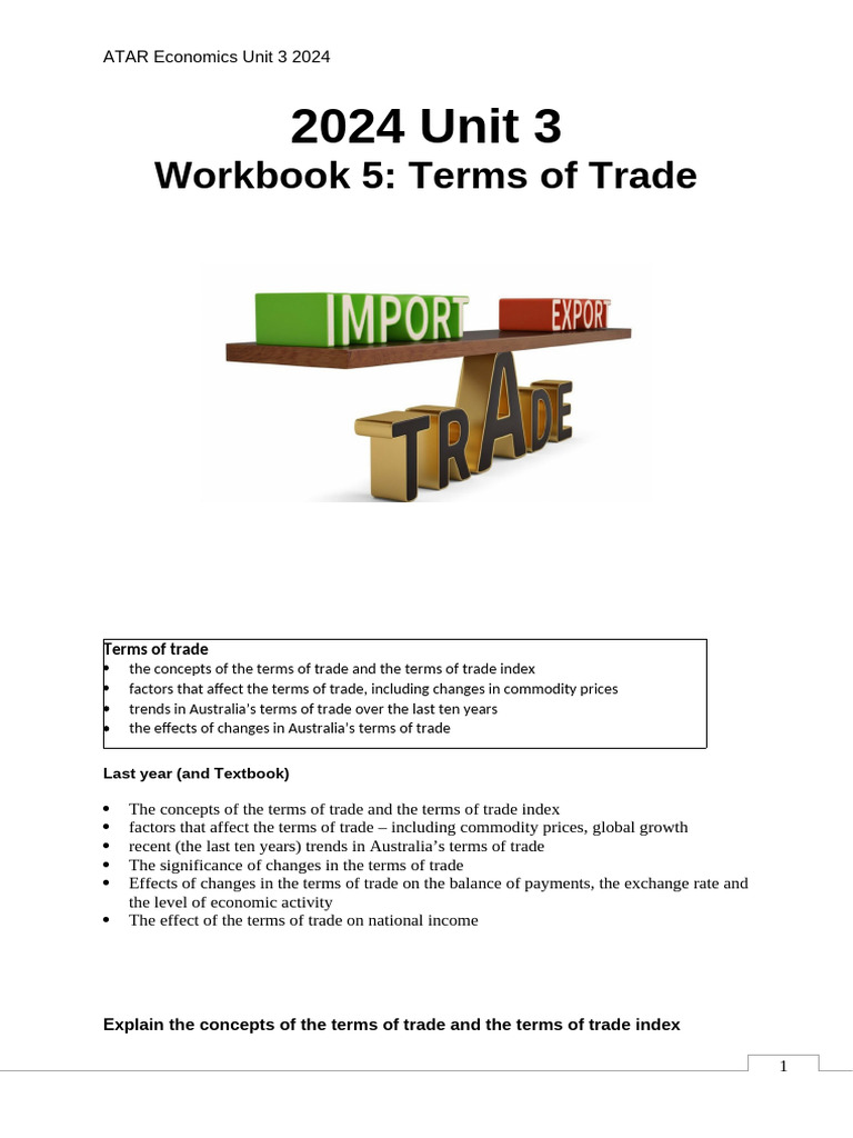 Workbook 6 2024 Terms of Trade | PDF