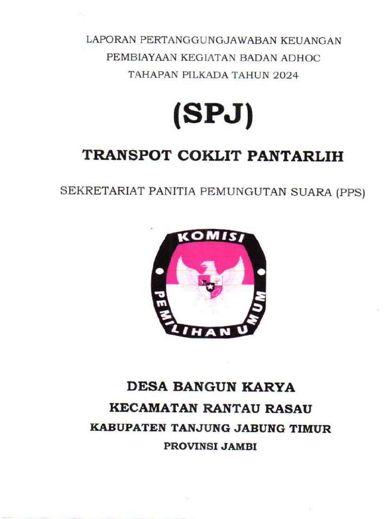 SPJ Transpot Coklit Pantarlih Desa Bangun Karya | PDF