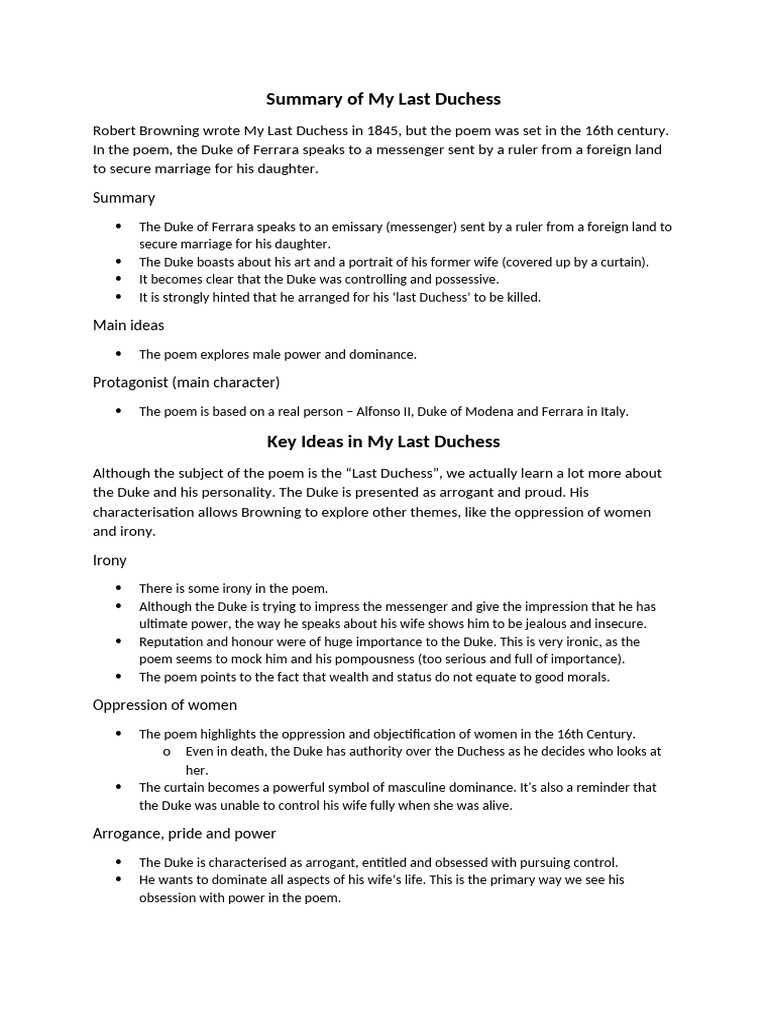 Mylastduchess Aqa Gcse Poems | PDF