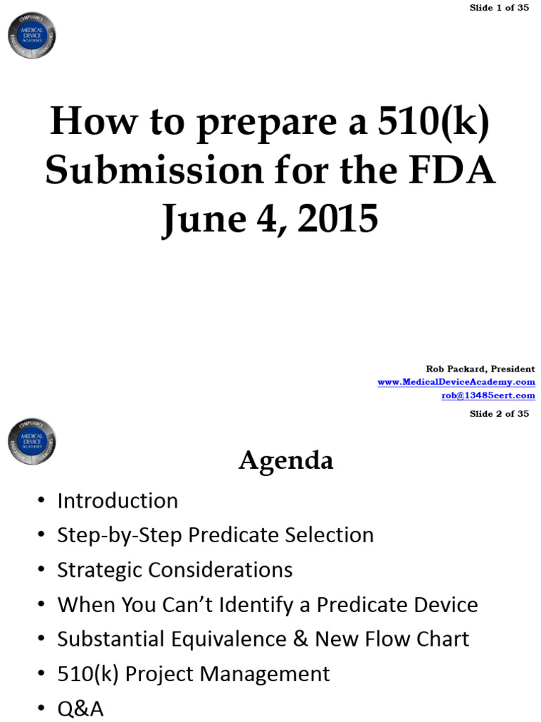 How To Prepare A 510k Submission For FDA | PDF