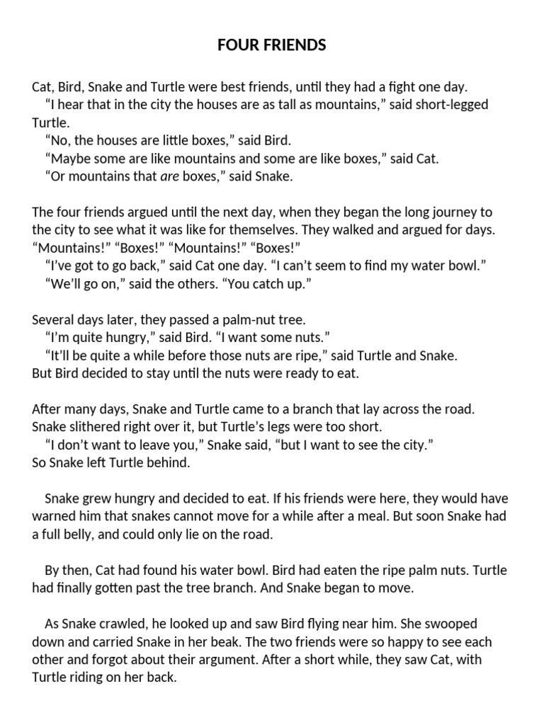 FOUR FRIENDS Script (For School Ig) | PDF | Poetry