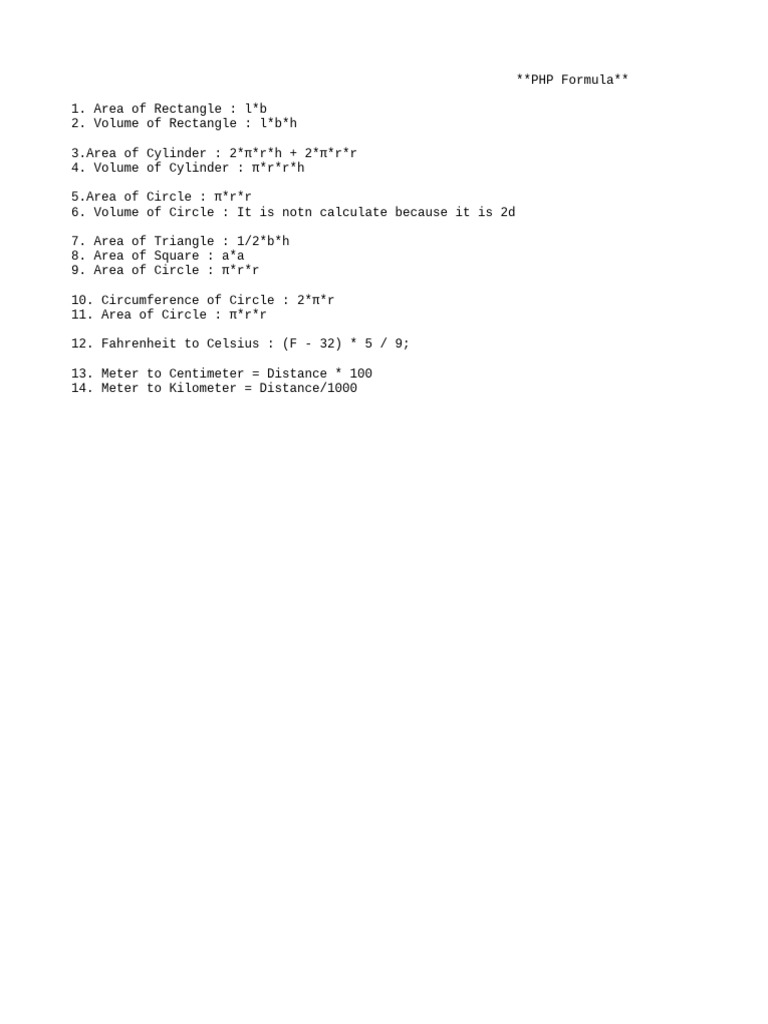 PHP Formula | PDF