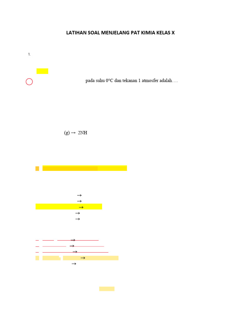 Latihan Soal Menjelang Pat Kimia Kelas X 2024 | PDF