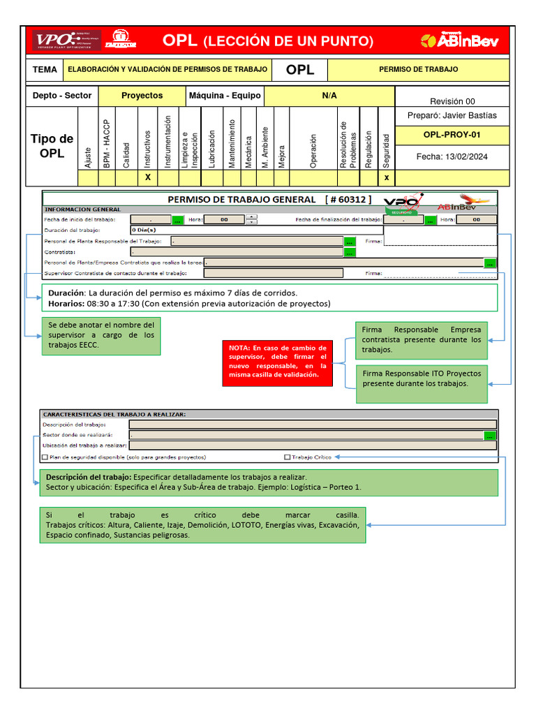 Opl-Proy-01 Permiso de Trabajo | PDF