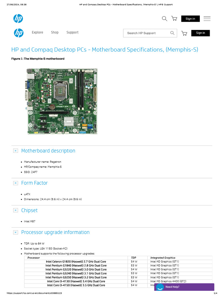 HP and Compaq Desktop PCs - Motherboard Specifications, (Memphis-S ...