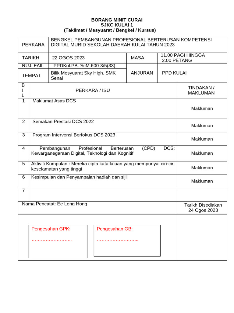 Minit Curai DCS | PDF
