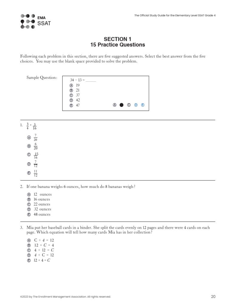 SSAT PracticeTest 2 Quant | PDF