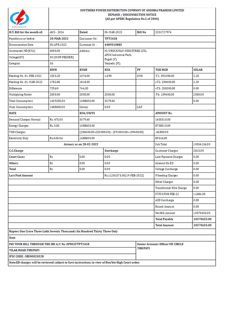 Mar-22 HT Bill | PDF
