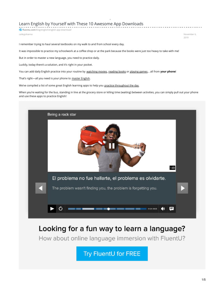 Learn English by Yourself With These 10 Awesome App Downloads | PDF ...