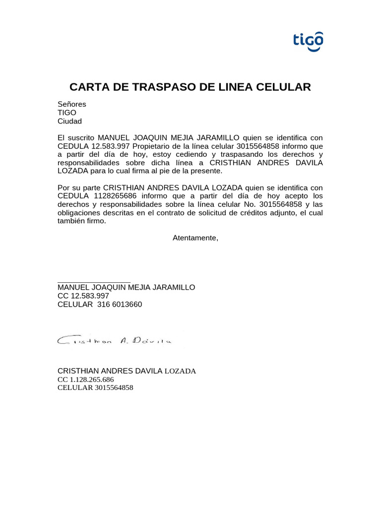 Carta Traspaso | PDF