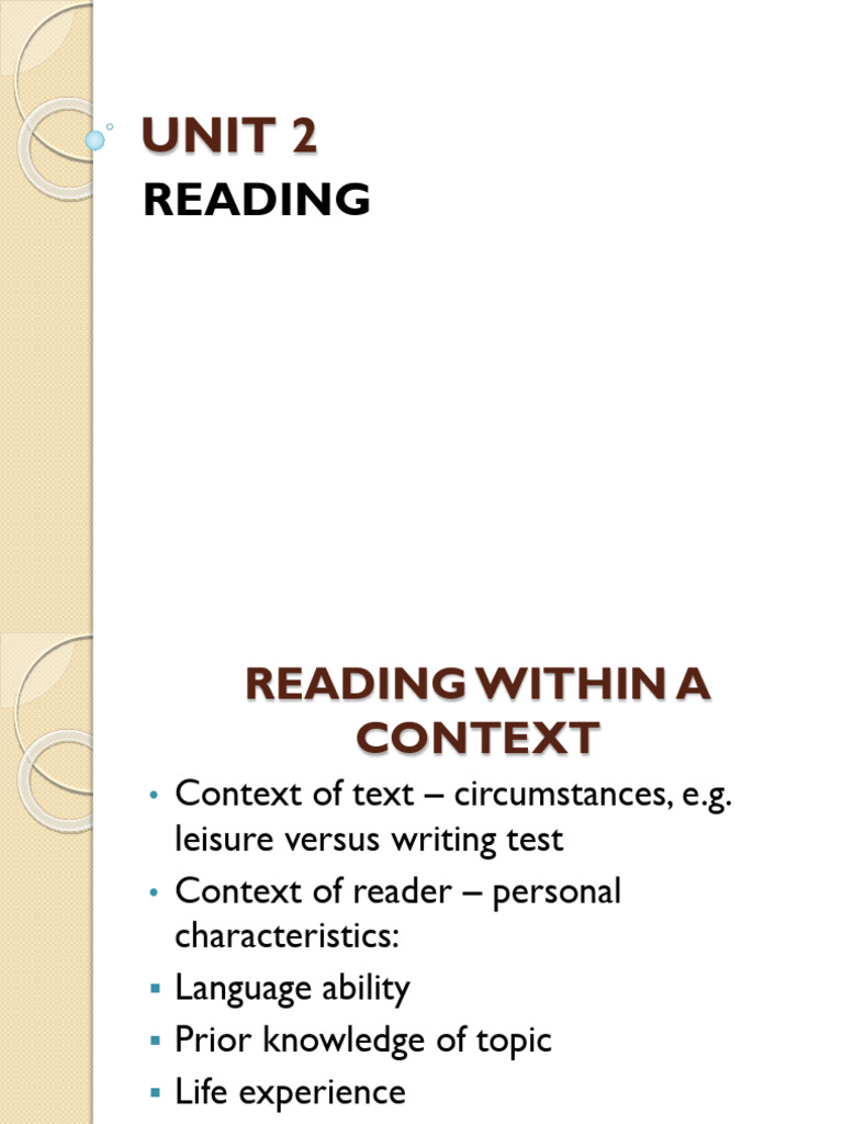 Reading Unit 2 | PDF