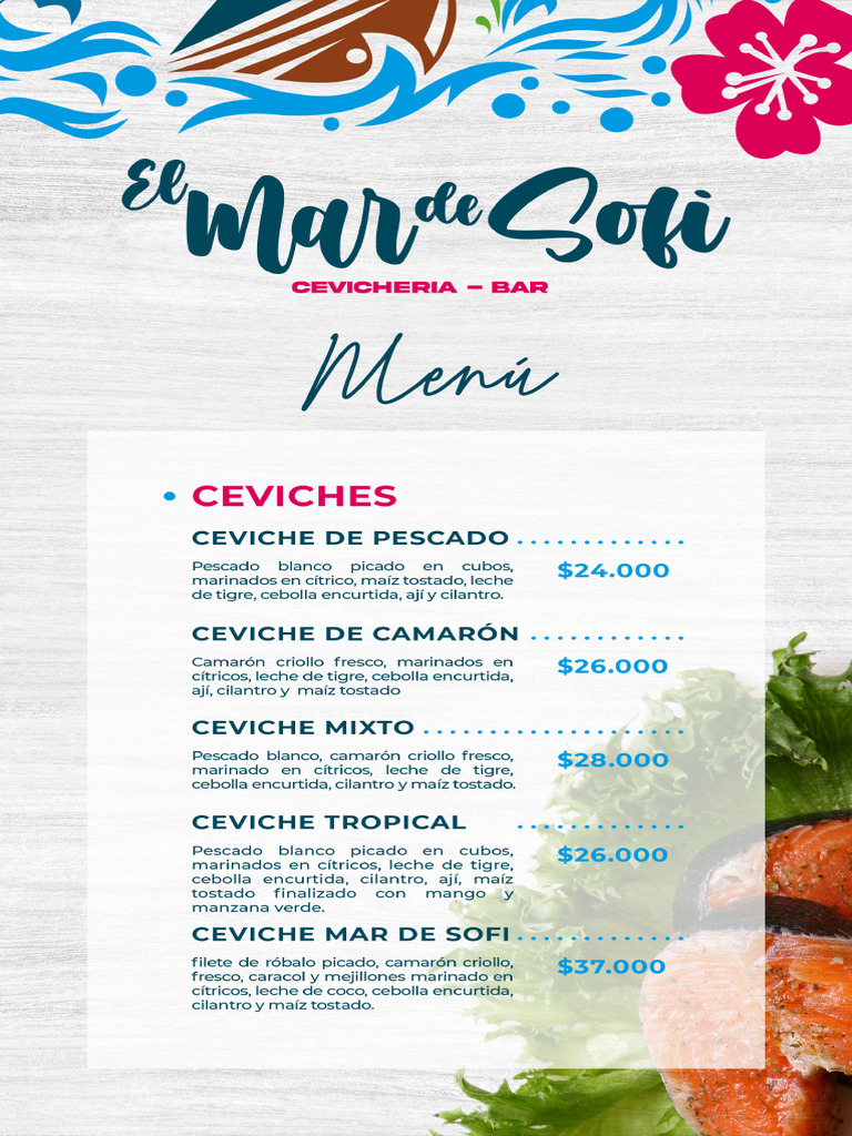 Menu El Mar de Sofi Final | PDF