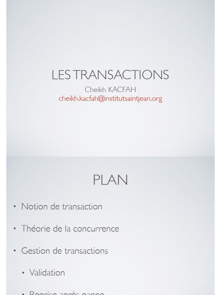 Cours9 - Les Transactions | PDF
