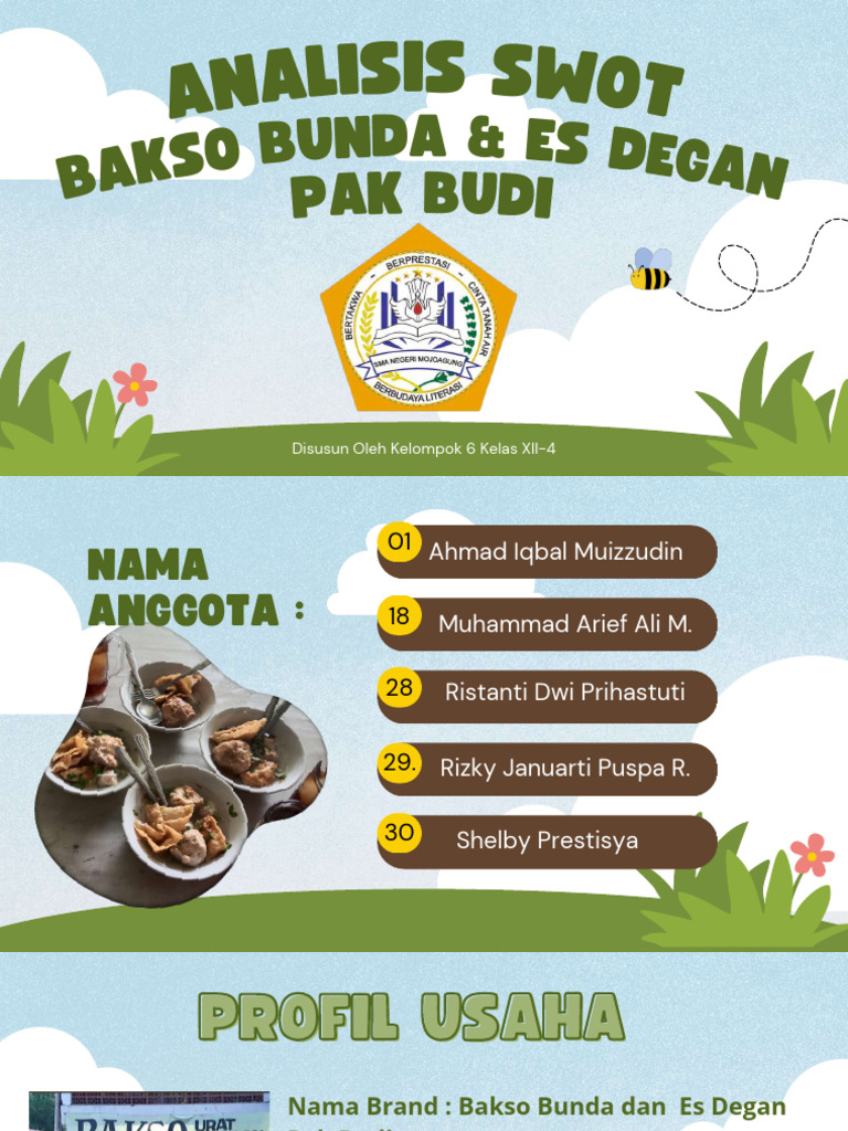 PKWU ANALISIS SWOT BAKSO BUNDA. XII-4 KELOMPOK 6 - 20240807 - 084502 - 0000 - Compressed | PDF