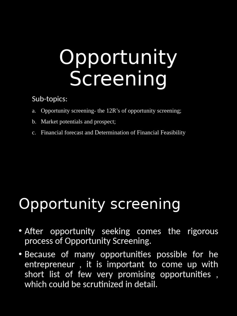 Chapter 2 Opportunity Screening | PDF