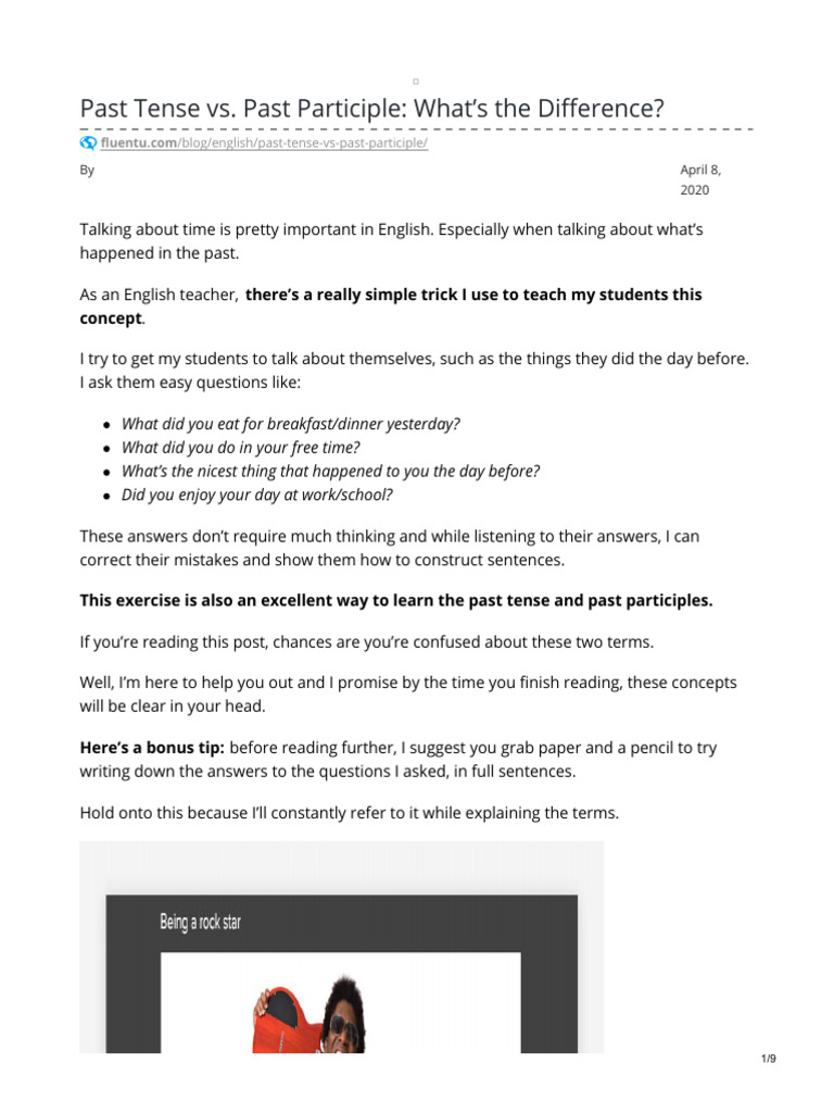 Past Tense Vs Past Participle | PDF | Grammatical Tense | Foreign ...