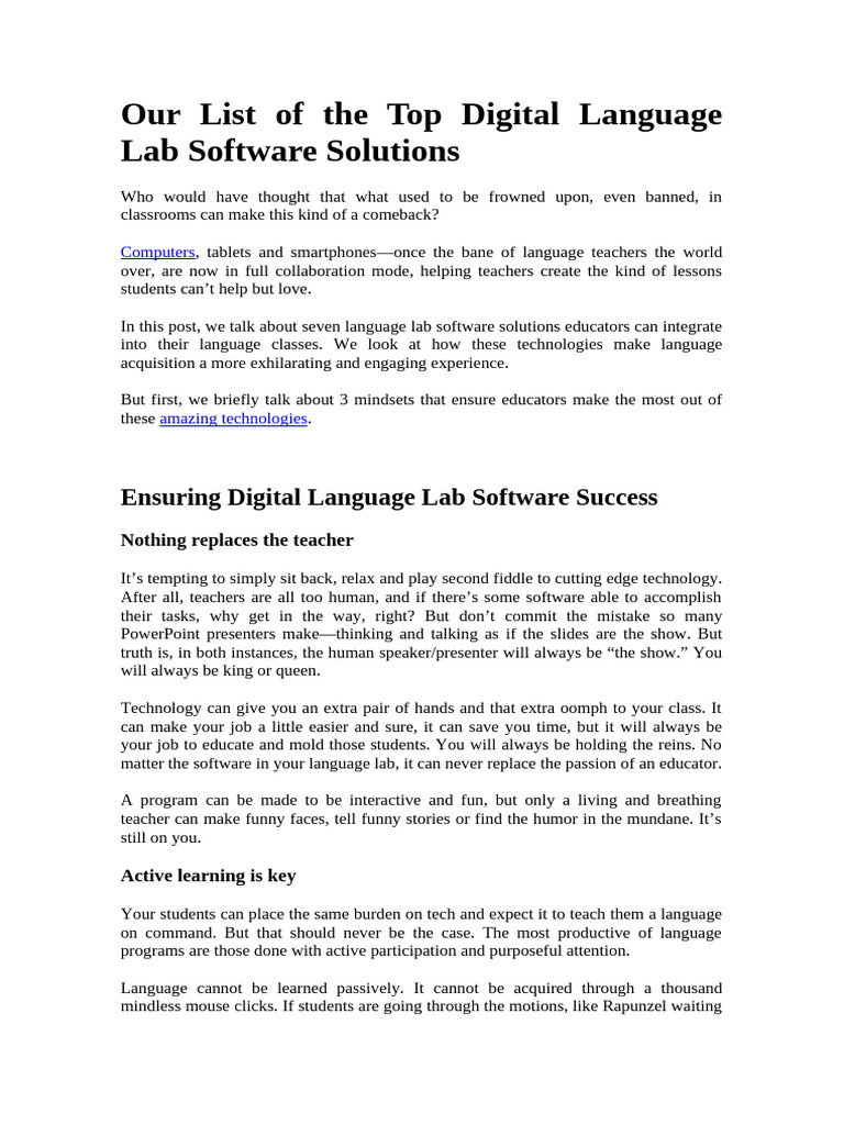 Top Digital Language Lab Software | PDF | Second Language | Multimedia
