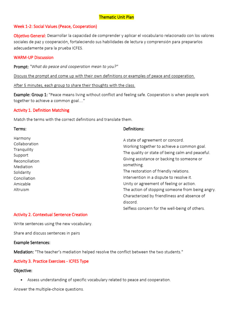 Thematic Unit Plan | PDF