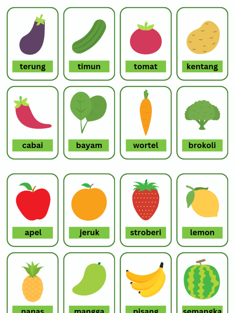 Kartu Pengingat Flashcard Sayur Dan Buah Kuning Hijau Ilustratif - 20240727 - 002059 - 0000 | PDF