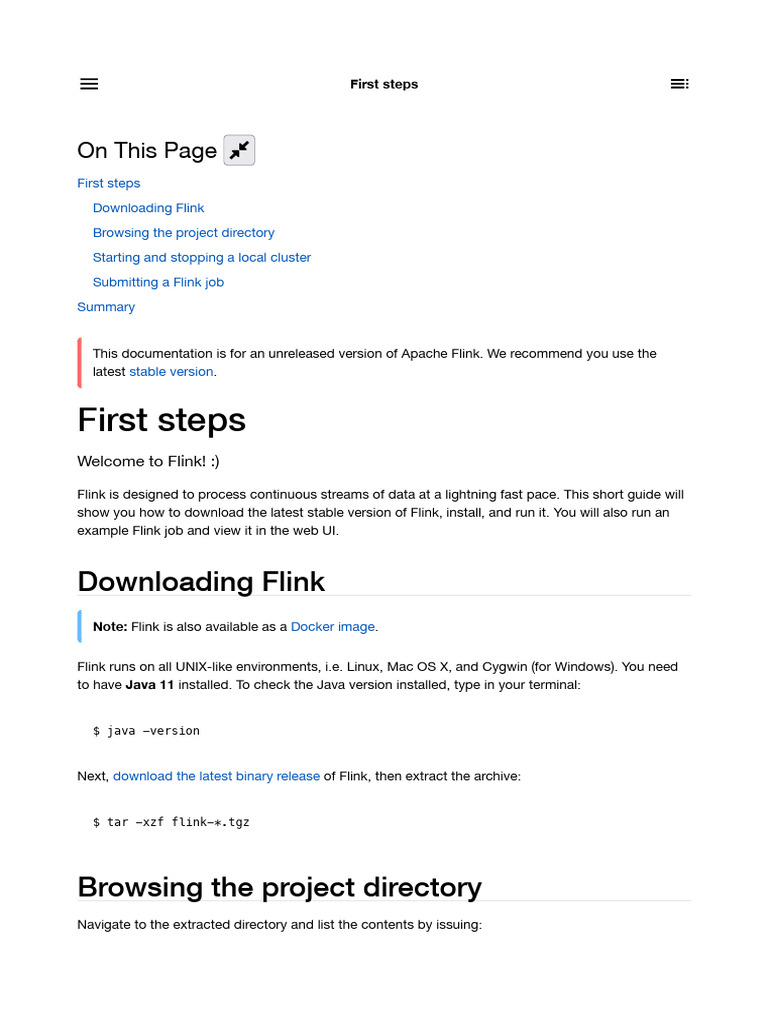 First Steps - Apache - Flink | PDF | Software | Computing