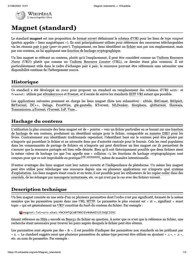 Magnet URI: Peer-to-Peer Link Standard | PDF | Uniform Resource ...