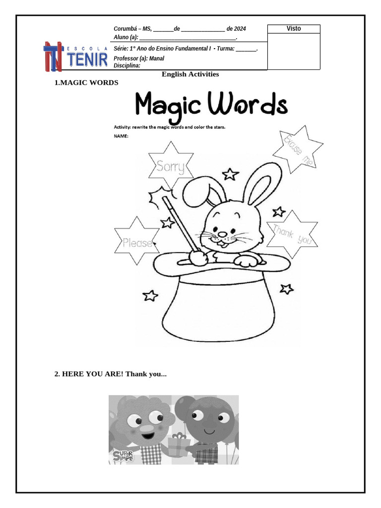 Atividade Magic Words 1º Ano | PDF