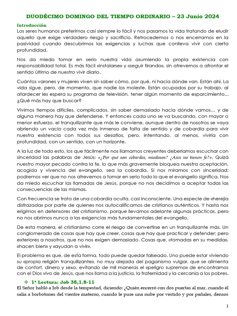 Duodécimo Domingo Del Tiempo Durante El Año | PDF | Jesús | Libros para ...