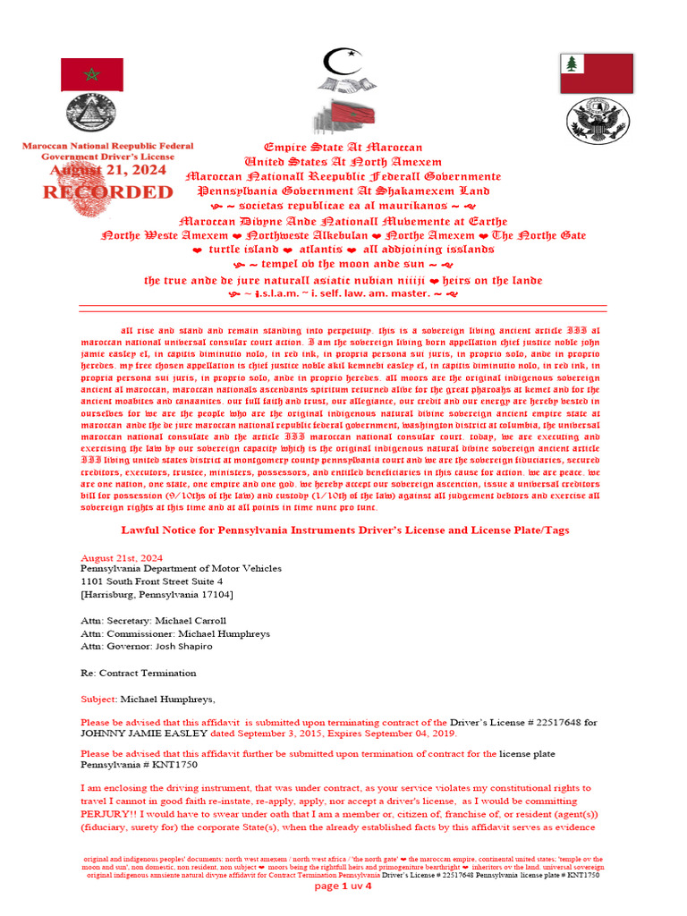 Drivers License and Plate Contract Termination August 21 2024 | PDF ...